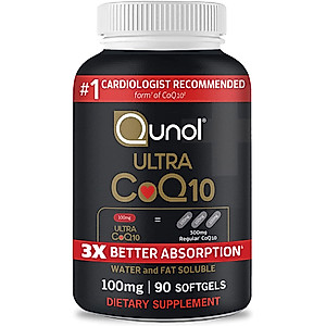Qunol Ultra CoQ10 100mg Softgels- 3x Better Absorption, Antioxidant for Heart Health & Energy Production, Coenzyme Q10 Vitamins and Supplements, 3 Month Supply, 90 Count