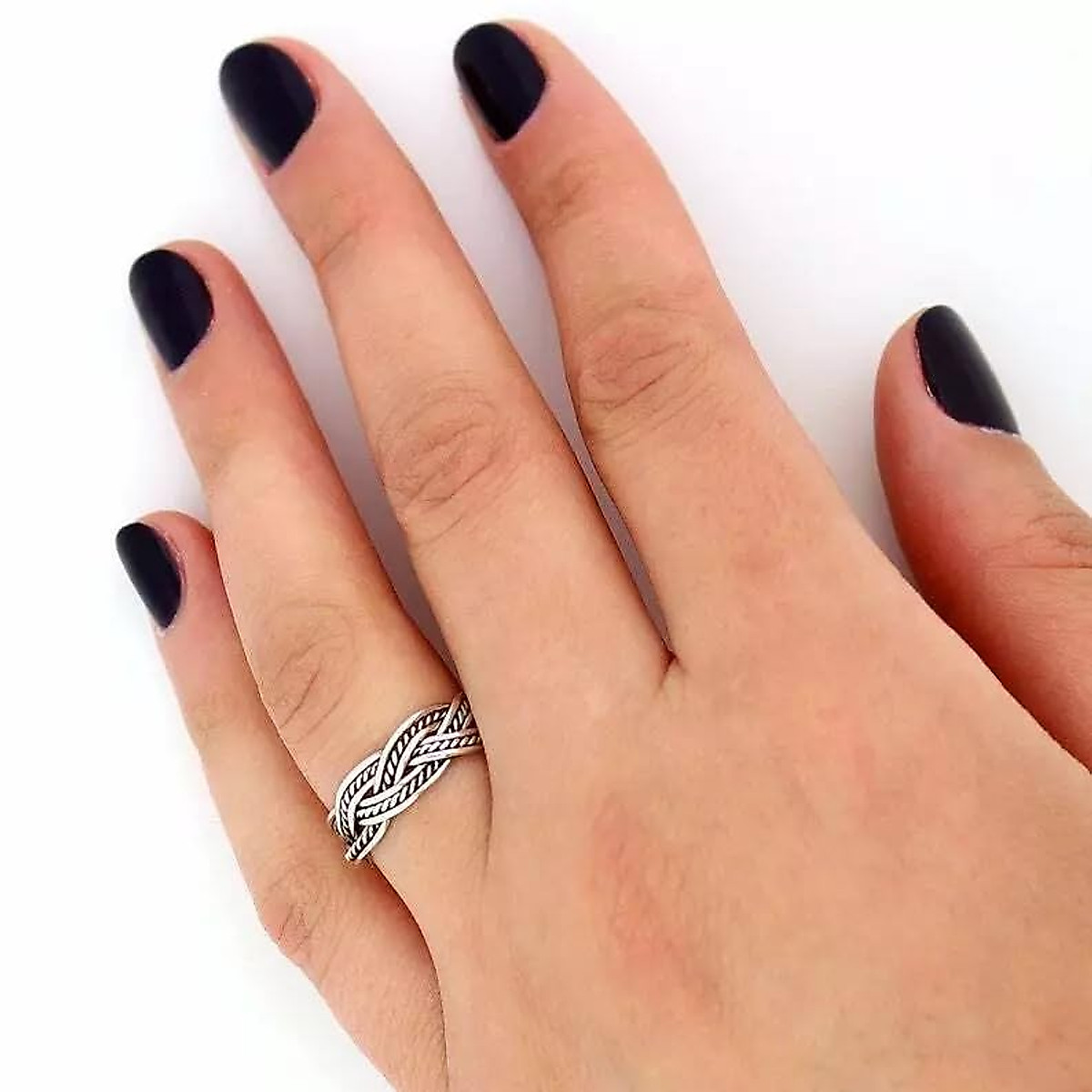 Sterling Silver 925 Celtic knot Tribal Ring, Celtic Knot Twisted Vintage Style Ring, Simple Women Everyday Jewelry, Plain Braided Ring For Women (11)