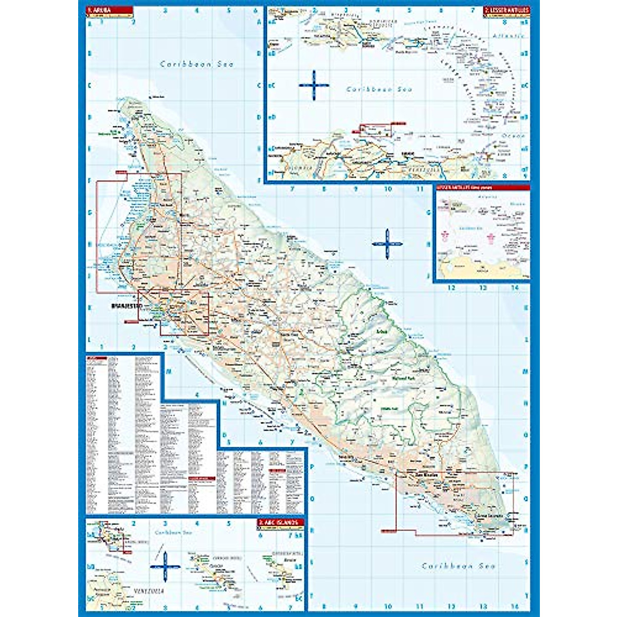 Laminated Aruba Map by Borch (English, Spanish, French, Italian and German Edition)