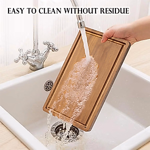 KOLWOVEN Wood Cutting Boards for Kitchen - Set of 3, Wooden Cutting Board Set with Holder for Chopping Meat, Cheese, Fruits, Vegetables, Knife Friendly Serving Tray