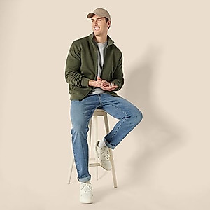 Amazon Essentials Men's Sweatshirt, Mock Neck, Fleece Zip Up, Olive Heather, X-Large