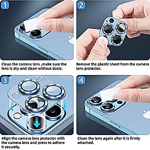 Korecase 2 Pack for iPhone 13 Pro & iPhone 13 Pro Max Camera Lens Protector Metal Tempered Glass Camera Cover,Whole Piece 9H Strong Stickiness Rear Camera Lens Case Friendly - Black