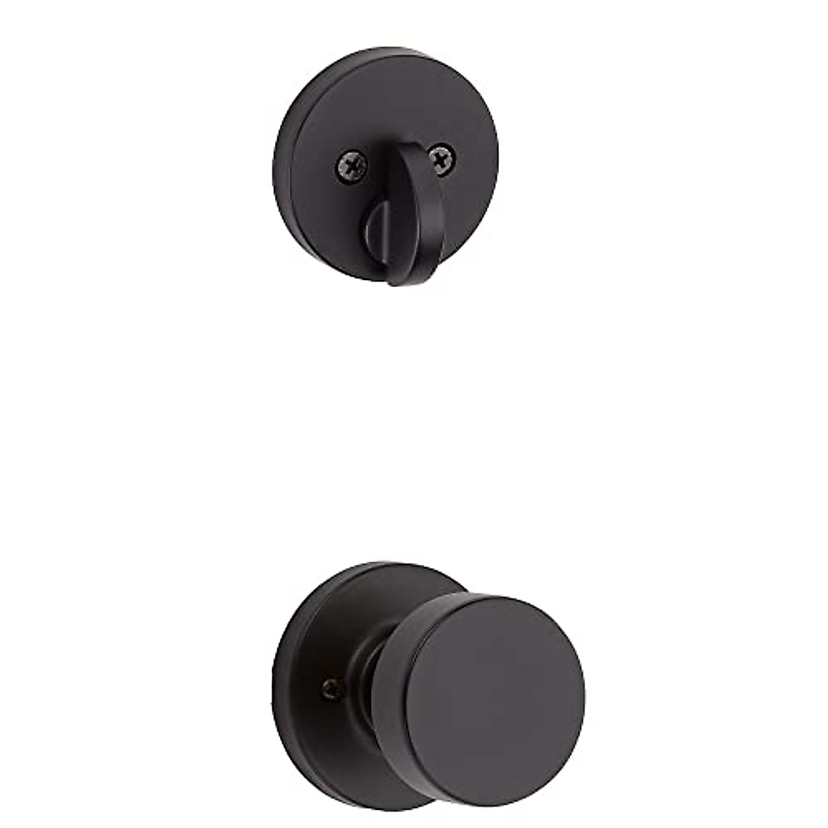 Kwikset Prague Handleset with Round Pismo Door Knob featuring SmartKey Security - Single Cylinder - Matte Black