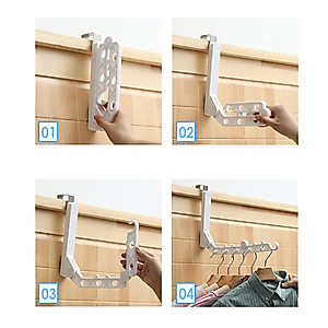 Multifunctional Portable Folding Door Hanger with 5 Holes for Hanging and Drying All Clothes, Coats, Scarves etc. Ideal for Home, Office and Traveling (White)