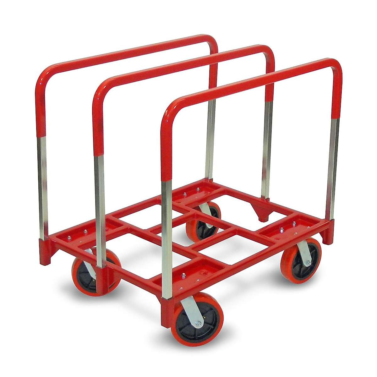 Raymond 3880 Steel Panel Mover with 3 Standard Upright and 8" x 2" Quiet Poly Caster, 2400 lbs Capacity, 42/16" Length x 31/13" Width x 6/10" Height