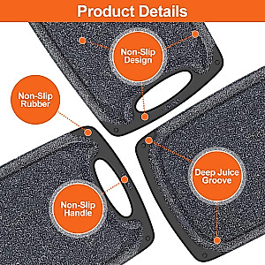 KIMIUP Kitchen Cutting Board (Set of 3),Professional Chopping Boards Sets,Dishwasher Safe Cutting Boards With Juice Grooves & Carrying Handle & No BPA