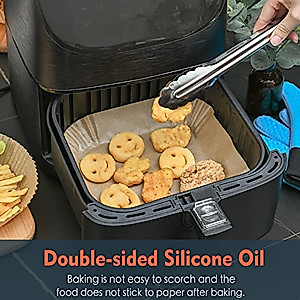 [3-Size] Air Fryer Disposable Paper Liner Rectangle Compatible with Ninja foodi Dual Air Fryer Toaster Oven, Non-stick Air Fryer Parchment Paper Baking Accessories (50Pcs - 8.7 Inch Rectangle)