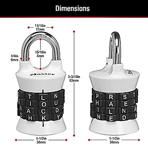 Master Lock Word Combination Lock, Set Your Own Word Lock for Gym and School Lockers, Colors May Vary, 1535DWD