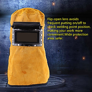 Welding Helmet, Heat Resistant Breathable Welding Mask with Lens, Leather Mask for TIG MIG ARC Weld Hood Helmet
