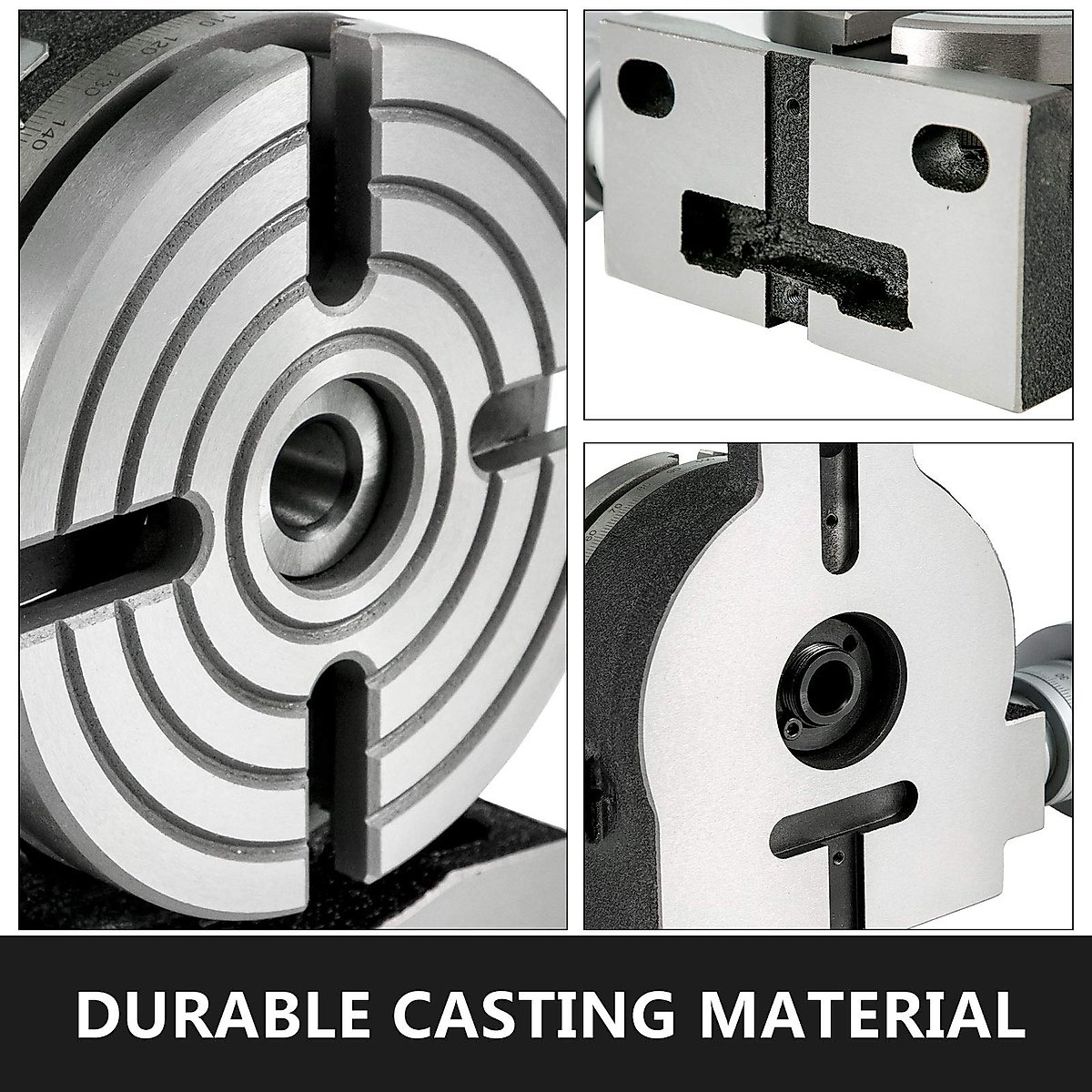 BestEquip Rotary Table 6inch(150mm) Horizontal Vertical Milling Table 2/5inch(10mm) 4-Slot Milling Rotary Table MT-2 Rotary Table for Milling with Indexing Plate Set for Precision Milling Drilling