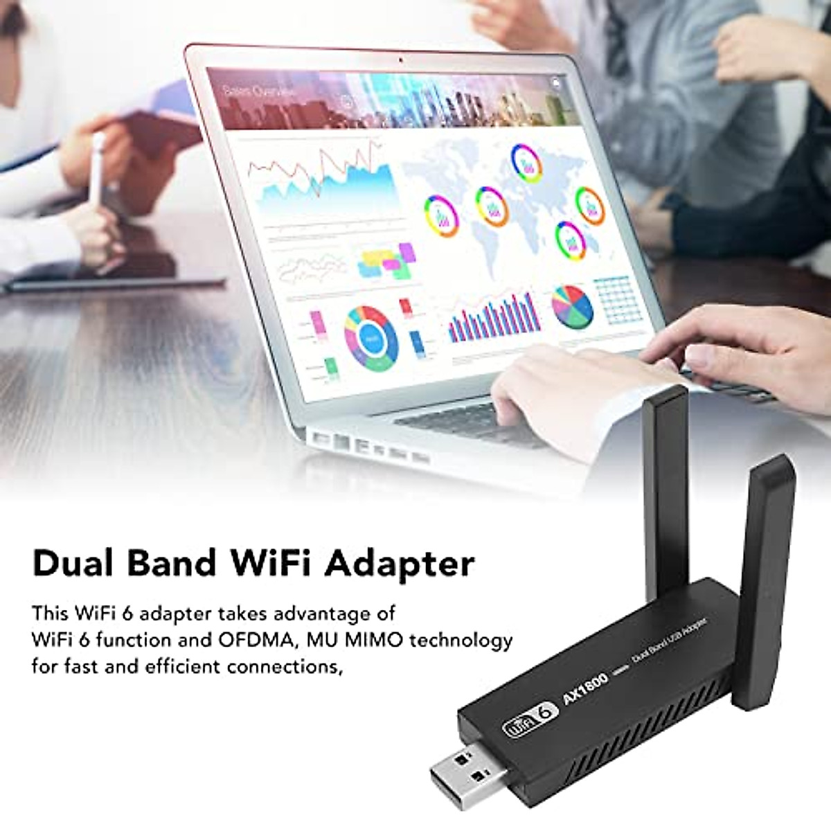Asixxsix USB WiFi 6 Adapter, USB 3.0 WiFi Dongle Dual Band 5Ghz/2.4Ghz igh Gain Dual Antennas Wireless Network Adapter Plug and Play USB Network Card for PC Desktop Laptop Windows 7/10/11
