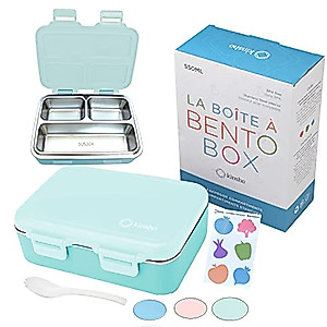 Stainless Steel Mini Lunch Box for Toddler Daycare, Baby Bento for Kids, Eco Metal Portion Sections Leakproof Lid, Pre-School Lunches and Snack Container Ages 3 and up (Soft Green)