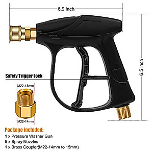 BEETRO High Pressure Washer Gun 4350PSI, Car Washer Gun with 5 Nozzles and M 22 Brass Coupler for Pressure Power Washers