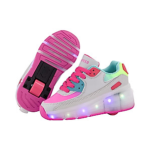 SDSPEED 7 Colors LED Rechargeable Kids Roller Skate Shoes with Single Wheel Shoes Sport Sneaker