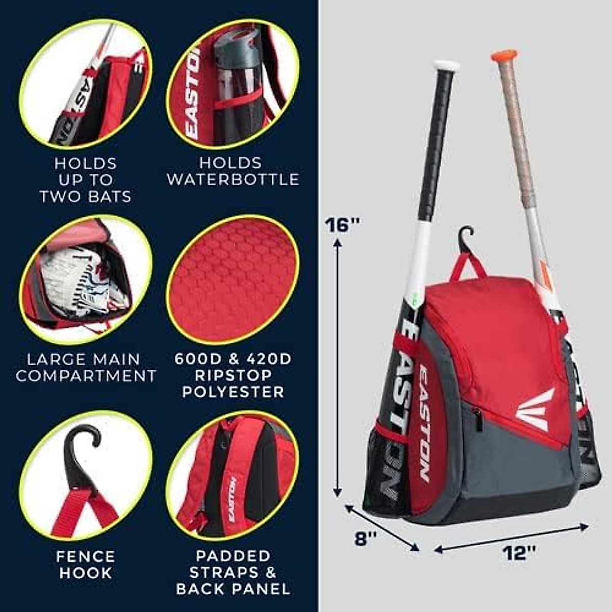 Easton | GAME READY Backpack Equipment Bag | Youth | Red/White/Blue