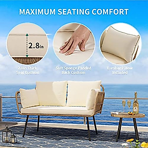 YITAHOME Love Seat Patio Sofa, All-Weather Wicker Loveseats Patio Sectional Furniture with Cushions & Lumbar Pillows, Outdoor Patio Furniture Set for Patio, Balcony, Backyard, Deck, Poolside