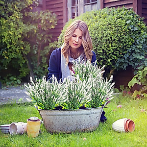 TURNMEON 10 Bundles Artificial Lavender Flowers Outdoor UV Resistant Fake Flowers Faux Plants Plastic Shrubs Outside Garden Porch Window Box Spring Summer Decor(White)