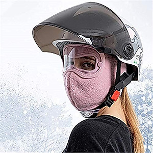 Full Face Protection Headgear, Dust-Proof Facial Protection Anti-Fog, Winter Warm Masks, Polar Fleece Riding Windproof Hd Goggles Face Protection Mouth Shield (Black)