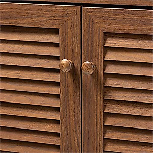 Baxton Studio Coolidge Wood 5-Shelf and Drawer Shoe Cabinet in Walnut Brown