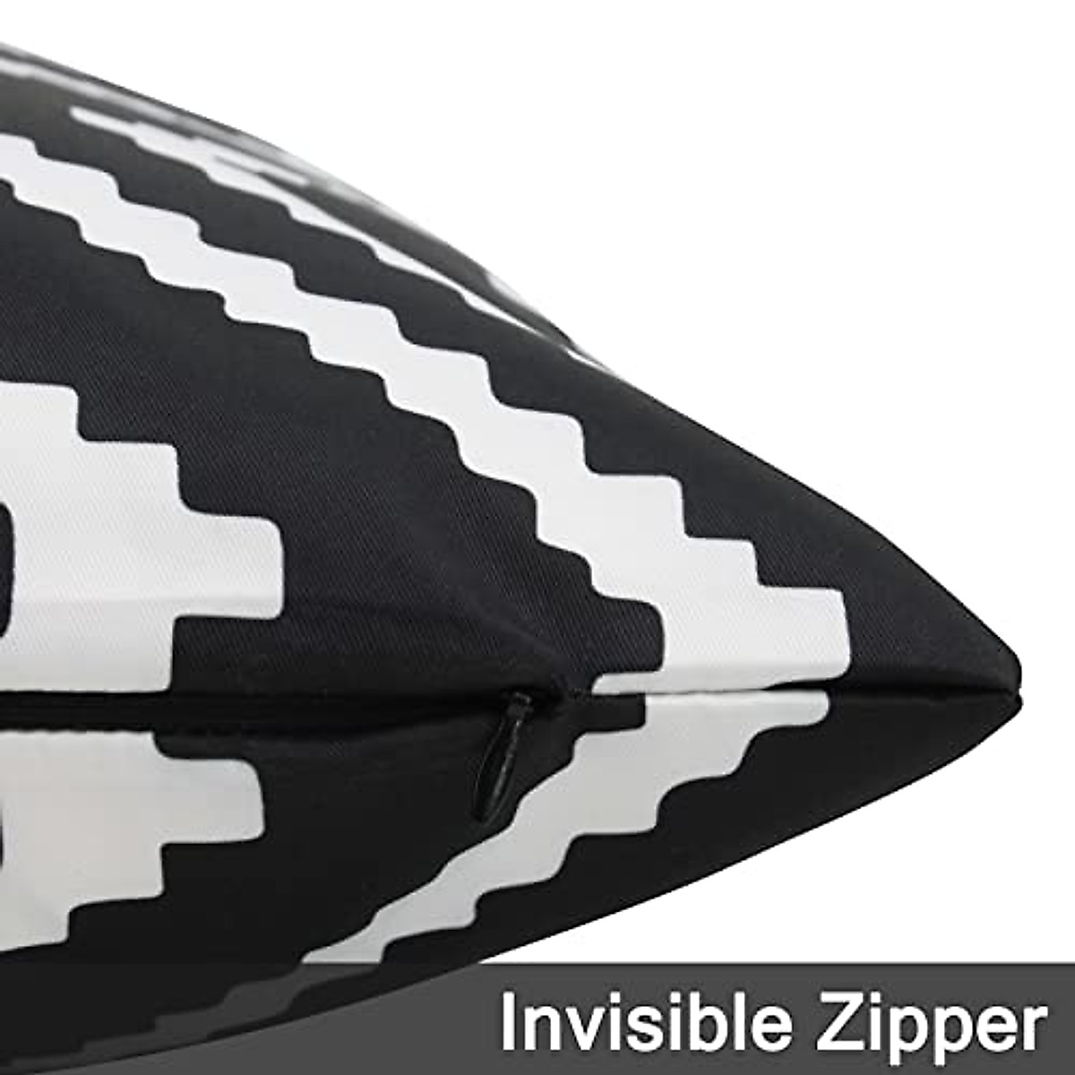 Adabana Outdoor Waterproof Boho Pillow Covers 18x18 Decorative Black and White Outdoor Throw Pillows Cover for Patio Furniture Pack of 2