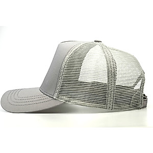MUNULA Oversize XXL Mesh Trucker Hat Big Head Hats for Men High Crown Baseball Cap Breathable Dad Hat Adjustable 23.6"-25.6" (Gray)