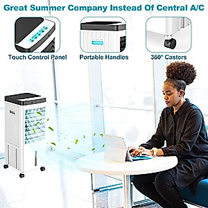 Portable Air Conditioners, 3-IN-1 Evaporative Air Cooler 2.64 Gallon Water Tank, 90° Oscillation Tower Fan, Remote, 3 Speeds, Timer, Personal AC Cooling & Humidifying, Windowless Portable AC for Room