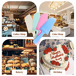 TorSor 20 Pack Disposable Cake Cutter Slicer Plastic Serrated Cutting Knife Server Spatula Knives Serving Utensils for Pie Pizza Pastry Dessert Bakery Bread Kitchen Wedding Birthday Party