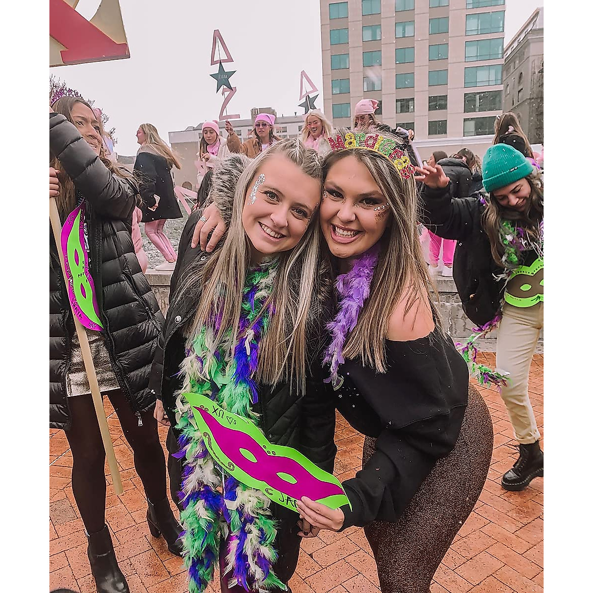 NVENF Mardi Gras Headband Rhinestone Fleur De Lis Hairband Carnival Letter Mask Hair Hoop Costume Party Hair Accessory (Style4)