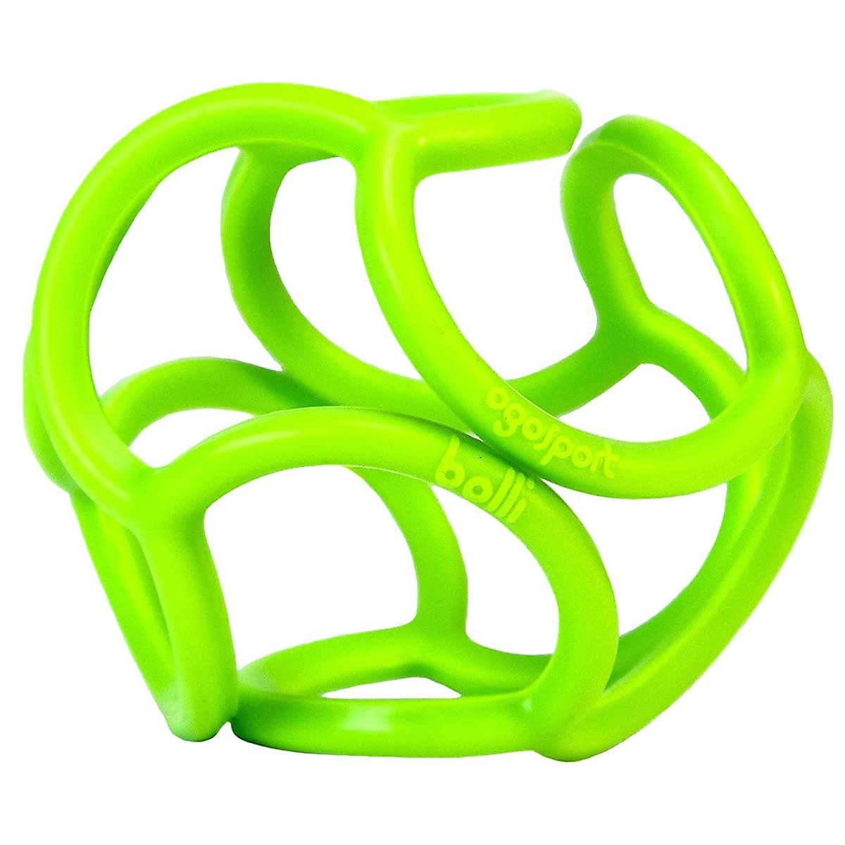 OgoBolli Teething Ring Tactile Sensory Ball Toy for Babies & Kids - Stretchy, Soft Non-Toxic Silicone - Ages 3 Months and up - Green