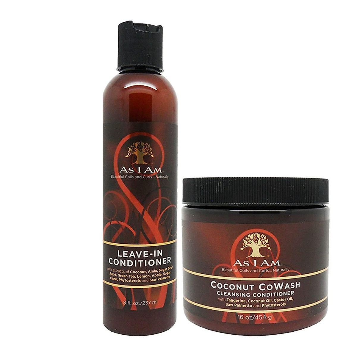 As I Am Leave-in Conditioner 8 Ounce and Coconut Cowash Cleansing Conditioner 16 Ounce