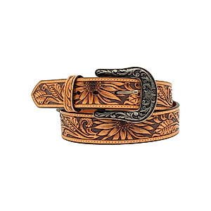 Nocona Women's Sunflower Tooled Leather Belt Tan Large