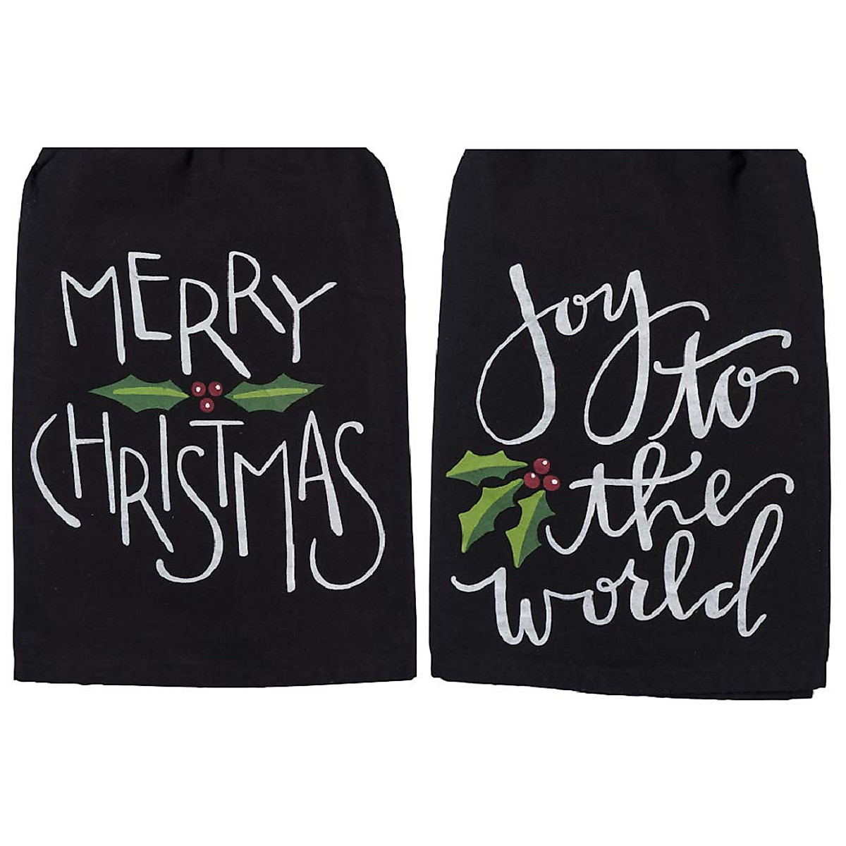 2 Piece Christmas Kitchen Towel Bundle, Merry Christmas and Joy to The World