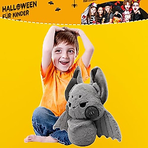 ELAINREN Crazy Gray Bat Plush Toy Halloween Bat Stuffed Soft Pillow Cartoon Furry Bat Plushie Dolls Gifts/13.7''