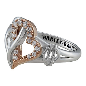Harley-Davidson Women's White & Rose Gold Bling Infinity Hearts Ring (7)