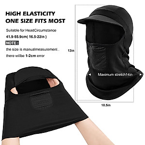 MELASA Balaclava Face Mask with Brim for Men Women Sun Protection, Cycling Cap with Neck Gaiter, Full Face Cover Helmet Liner Skull Cap for Cycling Fishing Motorcycle(White)
