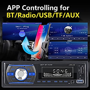 LXKLSZ Auto Radio Car Stereo Bluetooth Single Din LCD Audio Radio with APP Control MP3 Player Supports Hands Free Calling AM/FM Radio AUX Input TF/EQ/USB Fast Charging Radio Receiver