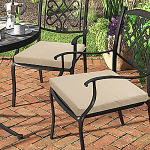 FUNHOME Water-Resistant Outdoor Patio Cushion with Ties, Patio Furniture Cushion Chair Seating, Set of 2 Indoor/Outdoor Square Corner Seat Cushion，18" x 18" x 2.5"-Antique Beige