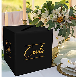 HEIPINIUYE Black Card Box Wedding Envelope Box Gift Card Box Holder Card Box for Wedding Birthday Baby Shower Party Raffle Box