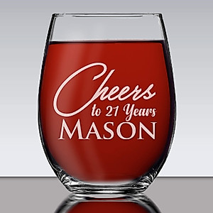 My Personal Memories, Custom Etched Happy 30th 40th 50th 60th Birthday Champagne Flute, Wine, Stemless, Pilsner Beer, Shot Glass (15 oz Stemless Wine Glass)