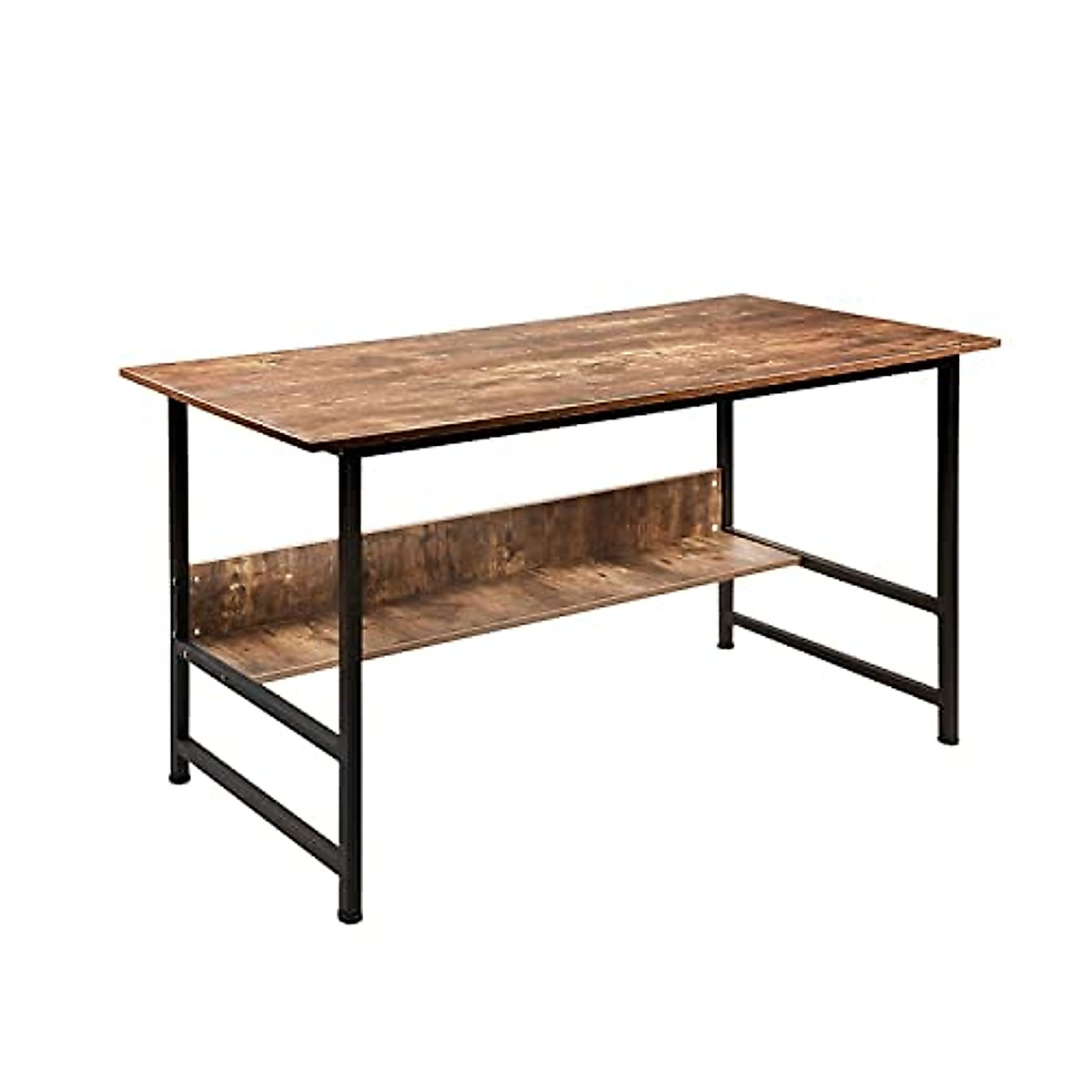 BROWN-BROWN 55 Inch Computer Desk, Home Office Desk with Extra Storage, Personal Laptop Pc Workstation, Student Study Desk, Metal Frame Wood Table for Reading Writing, Rustic Brown (55'')…