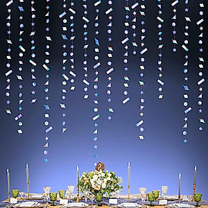 Cheerland Holographic Confetti Garland Iridescent Party Supplies Euphoria Party Decorations Hanging Backdrop Streamers Birthday Banner Disco NYE New Year Eve Party Decorations