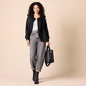 Amazon Essentials Women's Lightweight Crewneck Cardigan Sweater (Available in Plus Size), Black, Small