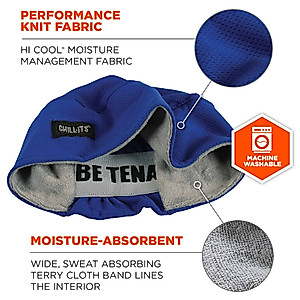 Ergodyne Chill Its 6630 Skull Cap, Lined with Terry Cloth Sweatband, Sweat Wicking, Blue