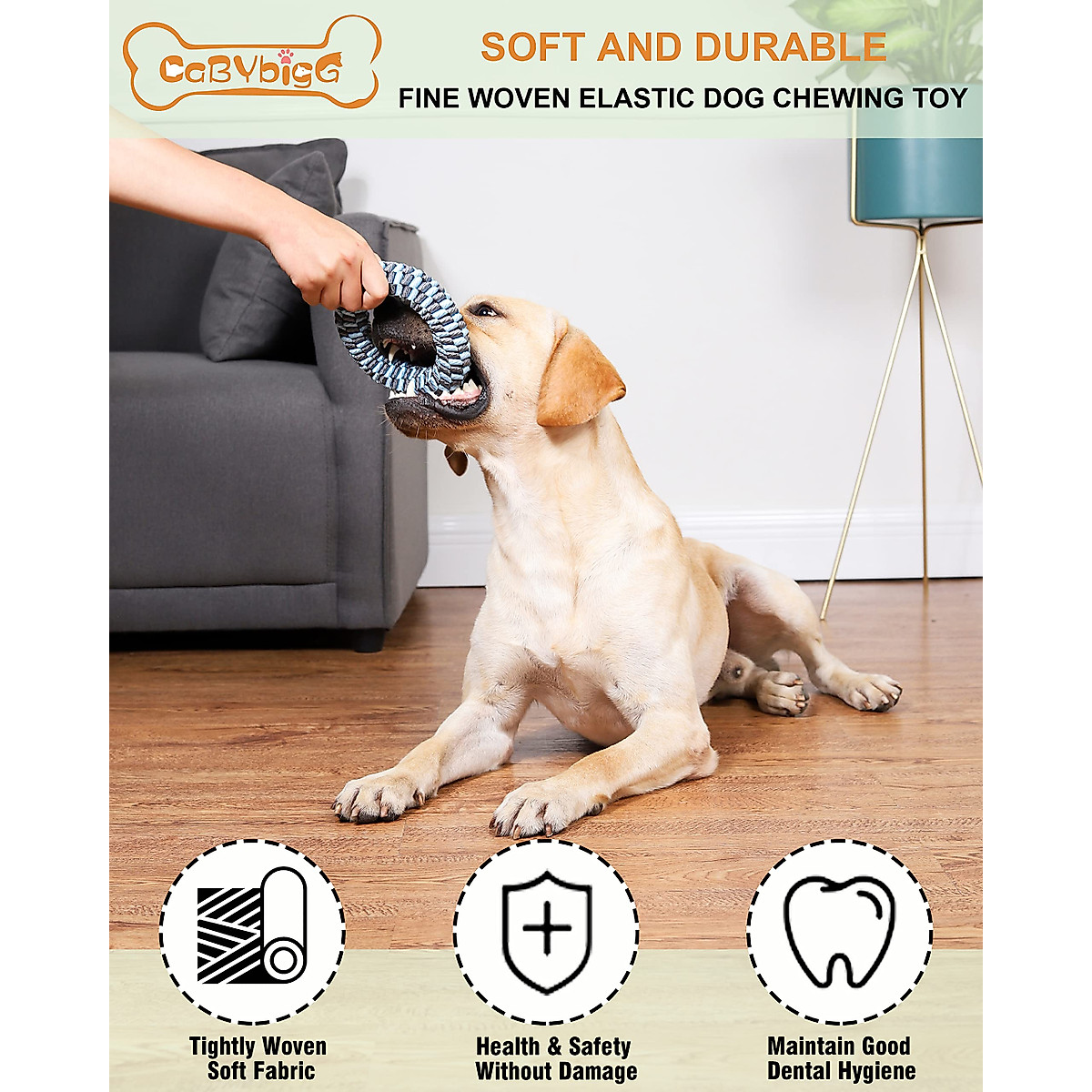 CaBYbigG Dog Chew Toys,No Stuffing Dog Toys,Dog Rope Toys,Dog Dental Teeth Cleaning Toys,Blue Gray Ring Dog Toy for Medium Large Dogs Breed