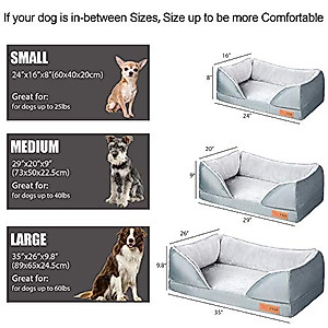 Fida Orthopedic Dog Bed with Memory Foam Base - Dog Lounge Sofa with Removable Washable Cover, Pets Couch Beds for Small Dogs & Cats (Large, Grey)