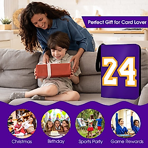 Basketball Card Binder 4 Pocket, 8#24 Sports Trading Card Holder with 50 Removable Sleeves Fits 400 Cards, Basketball Card Collection Album Storage Case Book Protectors for Kids Gift (Purple)