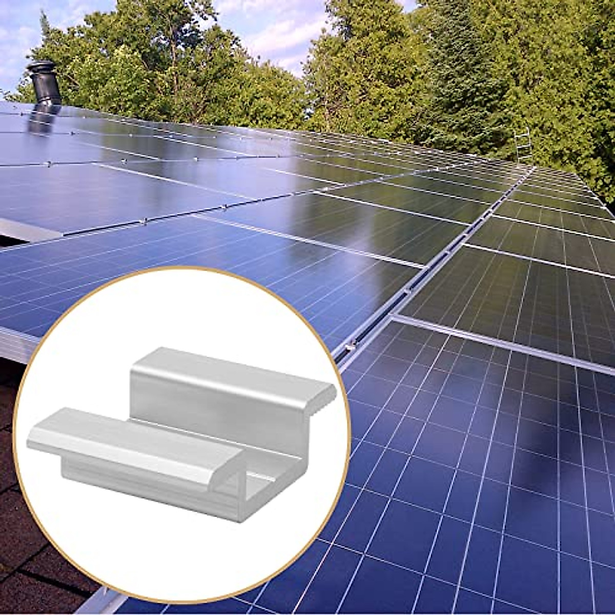 Biaungdo 6 Pcs Solar Panel Mid Clamps, Aluminum Solar Panel Brackets Roof Solar Mid Clamp Mounting Accessories Solar Mid Clamp for Solar Panel Mounting(1.06 Inch)