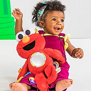 Bright Starts Sesame Street Elmo Travel Buddy Plush Take-Along Stroller or Carrier Toy, Ages 0-12 Months