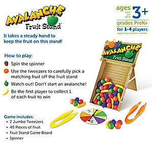 Learning Resources Avalanche Fruit Stand - 42 Pieces, Ages 3+ Toddler Learning Toys, Fine Motor/Grip Game, Develops Color Matching Skills, Preschool Toys