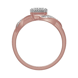 Eternal Bliss 1/5 cttw Round Natural Diamond Ladies Cluster Engagement Ring In 10k Two Tone Rose & White Gold (7.5)